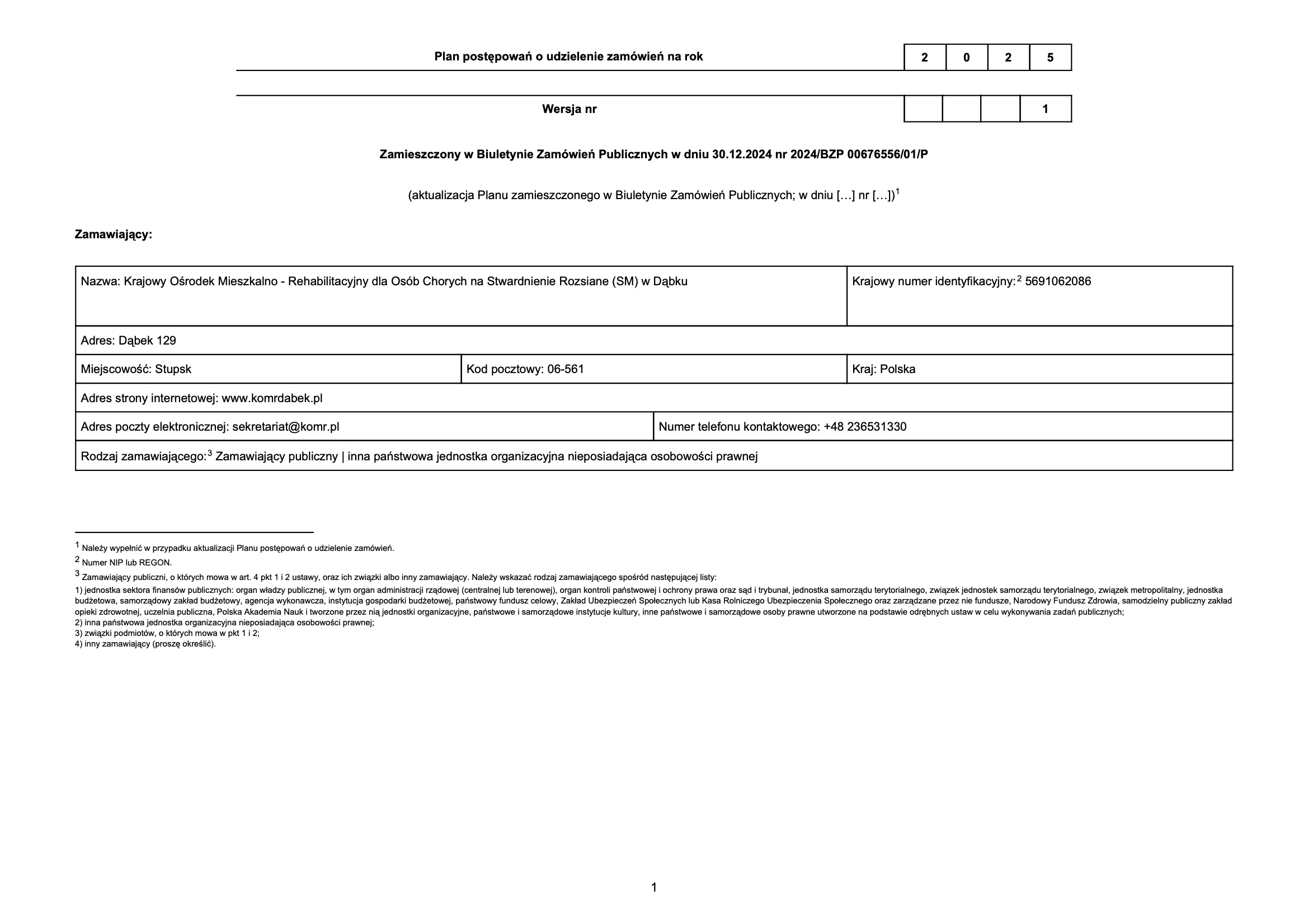 Biuletyn Informacji Publicznej - KOMR Dąbek